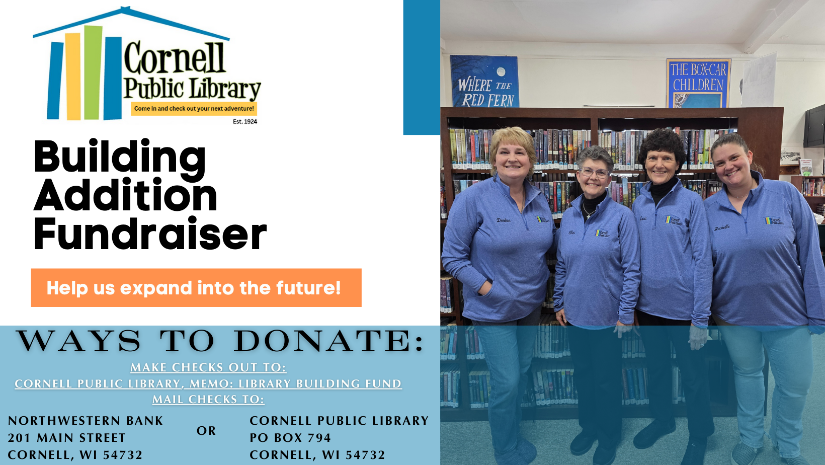 Cornell Public Library Addition Fundraising | Cornell Public Library